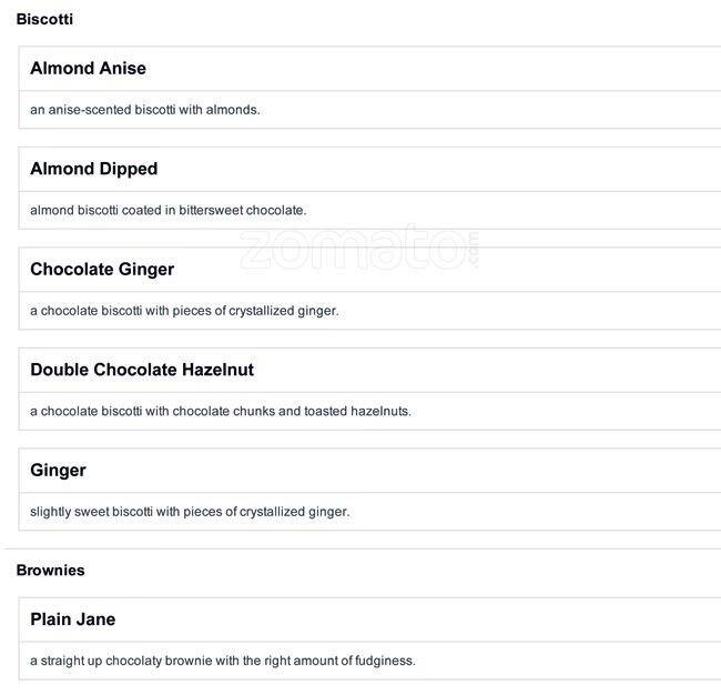 Menu at Baked & Wired cafe, Washington