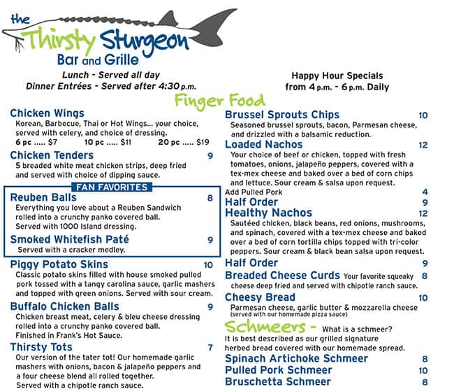 Menu at Thirsty Sturgeon pub & bar, Wolverine