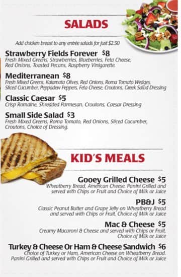 Menu at Classic Rock Coffee cafe, Mandan