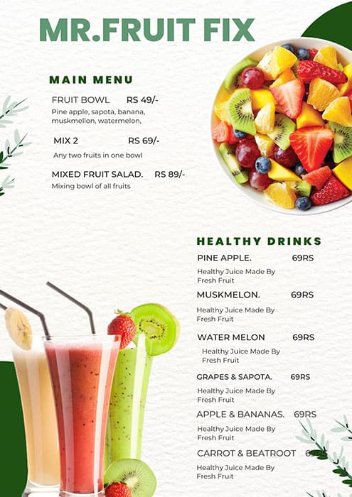 Menu of Mr. Fruit Fix, Kukatpally, Hyderabad