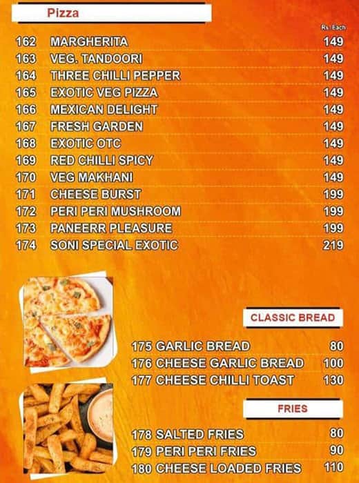 Menu of Soni Sandwich, Nigdi, Pune