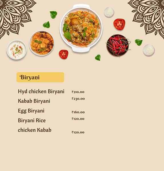 Menu of Aha Biryanis, Marathahalli, Bangalore