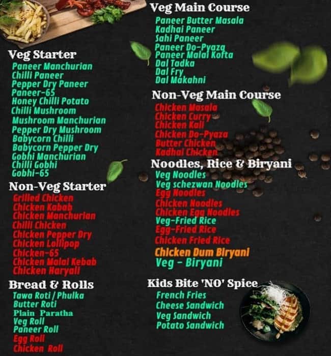 Menu of Chakhna Point, Electronic City, Bangalore