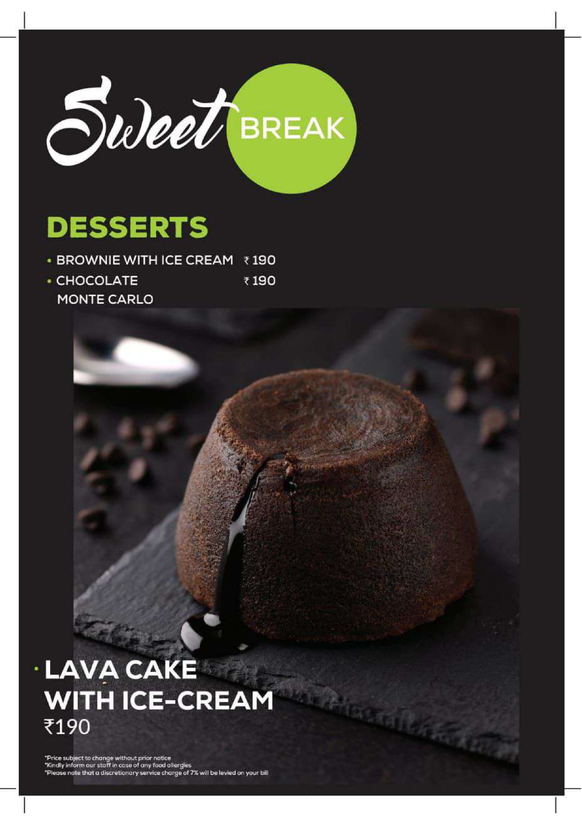 Menu at Chai Break, Kolkata, 7, Ho Chi Minh Sarani