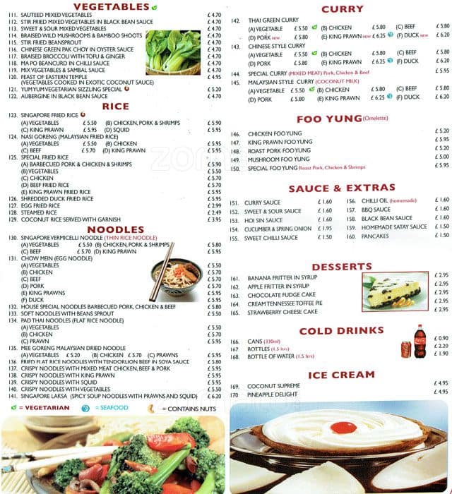 Menu at Yum Yum restaurant, London, 28 Denbigh St
