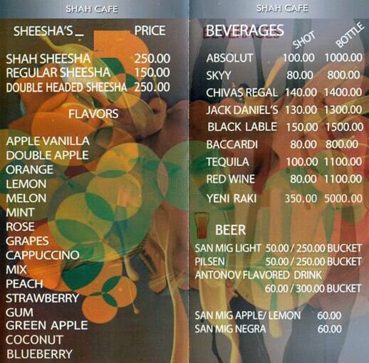 Menu at Shah Cafe & Restaurant, Mandaluyong