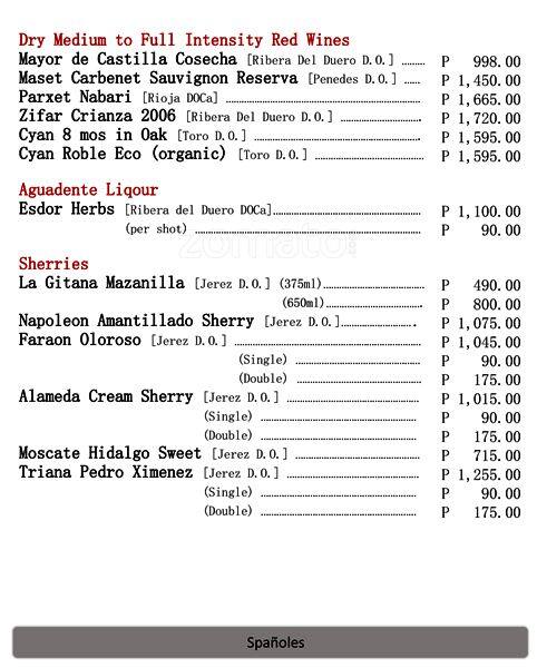 Menu at Tapeo pub & bar, Taguig, G/F