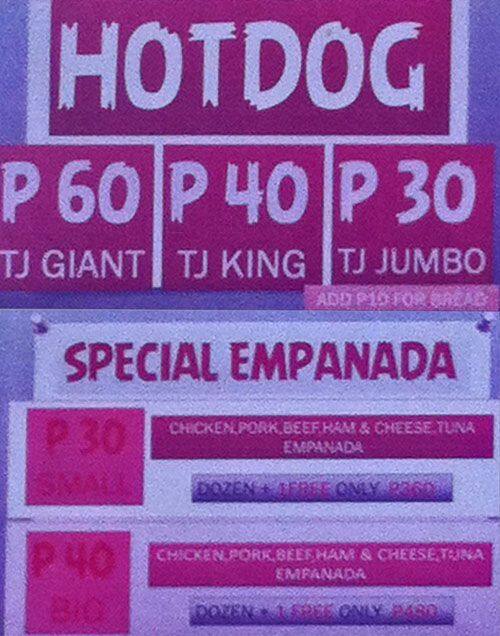 Menu at Goldilocks fast food, Manila, 1300 Taft Ave