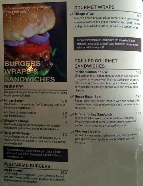 Menu at Cafe Mirage Grill & Lounge, Toronto, 26 William Kitchen Rd