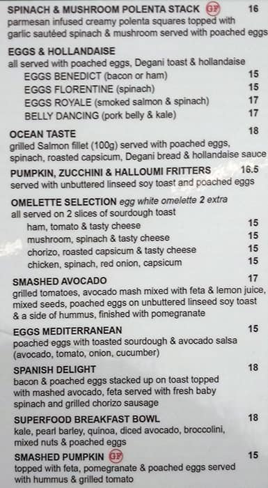 Menu at Degani cafe, Mill Park, Westfield Plenty Valley
