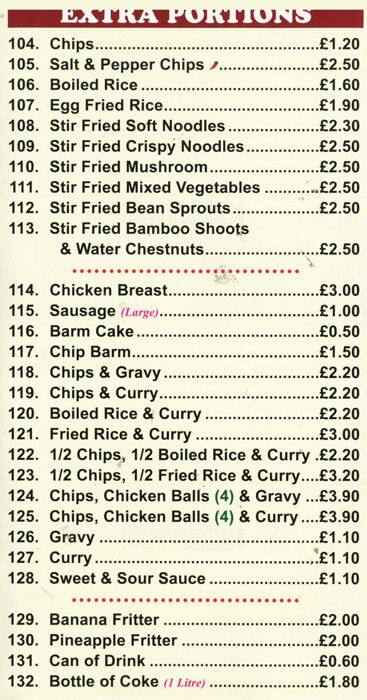 Menu at Golden Well restaurant, Eccles