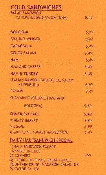 Menu at Mapleton Deli, Denver, East 58th Avenue