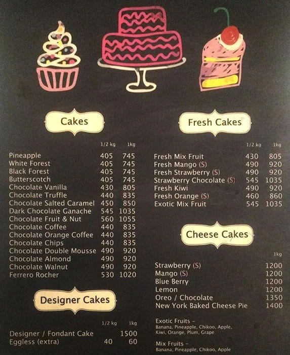 Menu at Cakery - A Cake for Happiness, Jaipur