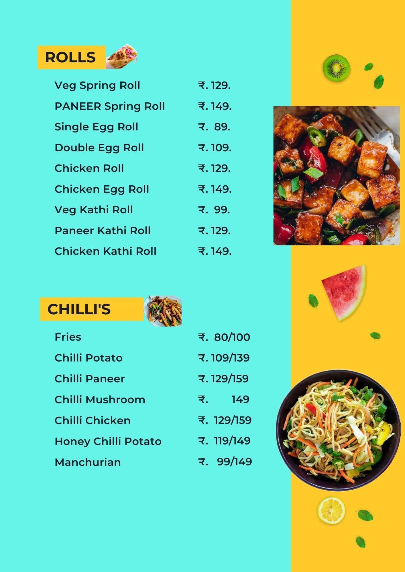 Menu of Sandy's Chinese WOK, Sector 16, Dwarka, New Delhi