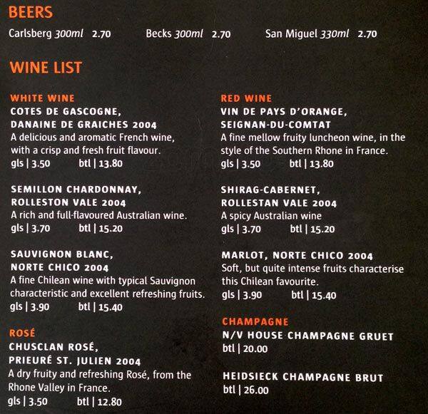 Menu at Cafe Pronto, London, 109-115 Blackfriars Rd