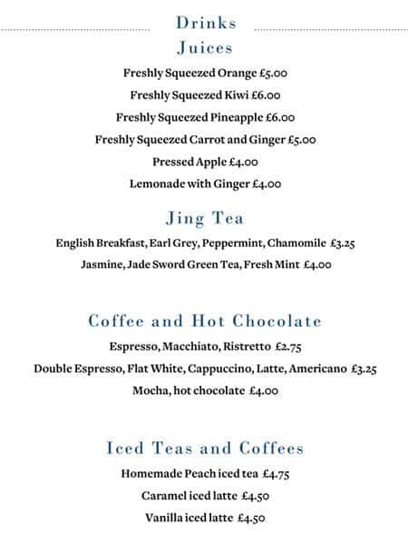 Menu at Bluebird Restaurant, London