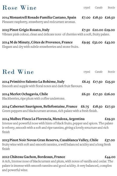Menu at Bluebird Restaurant, London