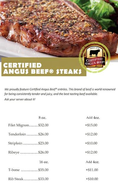 Menu at Day & Night steakhouse, Markham, 2 Fenton Rd