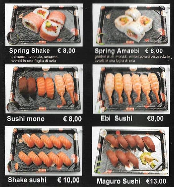 Menu at Mitsui restaurant, Milan, Via Carlo Farini