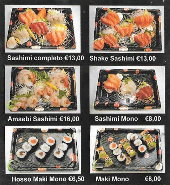 Menu at Mitsui restaurant, Milan, Via Carlo Farini