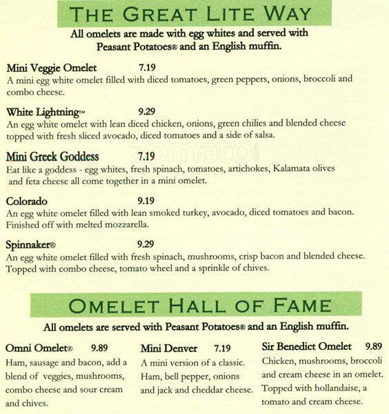 Menu at Le Peep Centennial restaurant, Centennial, E Ida Dr