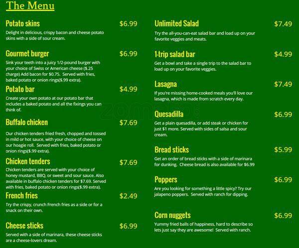 Menu at Untouchables Burgers Bakers and Pizza Makers restaurant, Denver ...