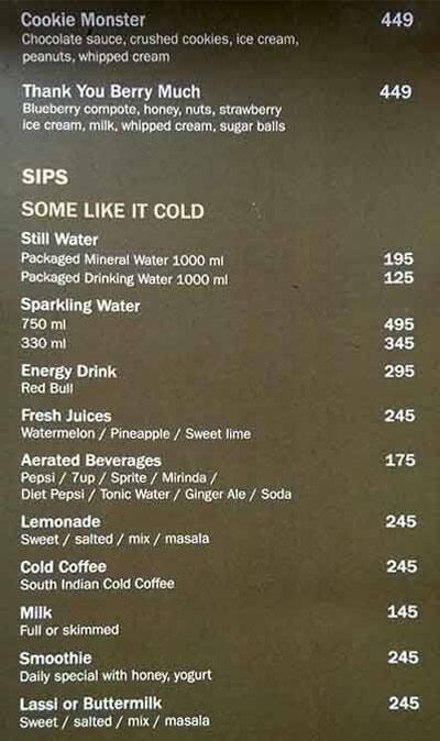 Menu at Cinnamon - Renaissance Hotel, Bengaluru