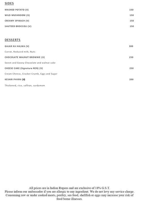 Menu at Cinnamon - Renaissance Hotel, Bengaluru