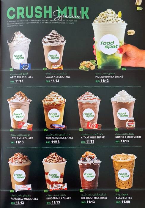 Menu at One Food Spot cafeteria, Dubai