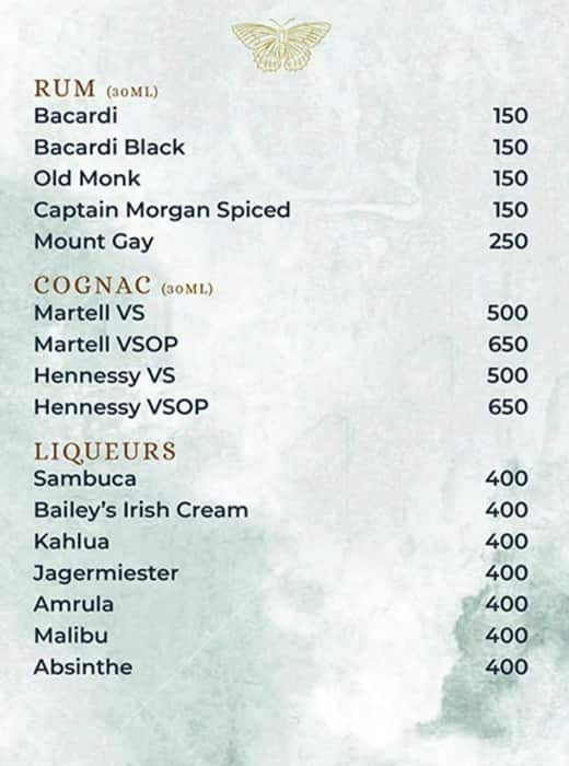 Menu at Vista Mare Beach Resort, Vagator