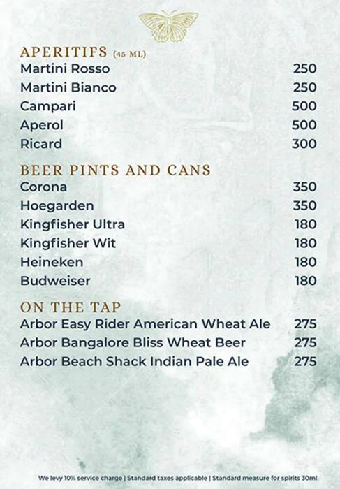 Menu at Vista Mare Beach Resort, Vagator