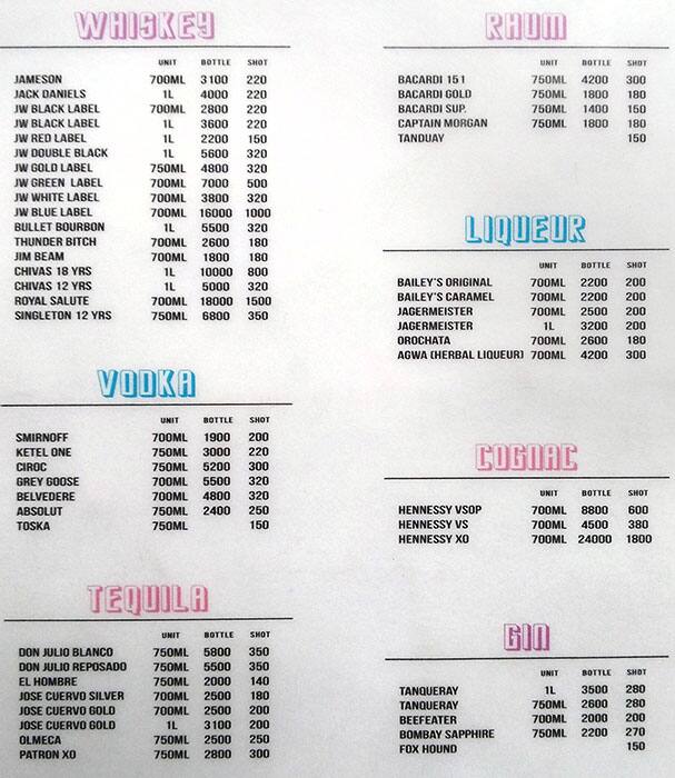 Menu at El Chanto pub & bar, Makati