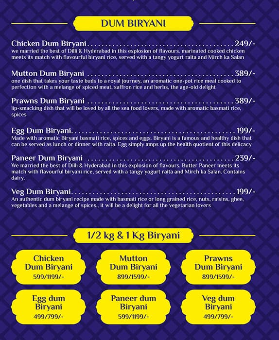 Menu at Biryan - House Of Biryani, Pune