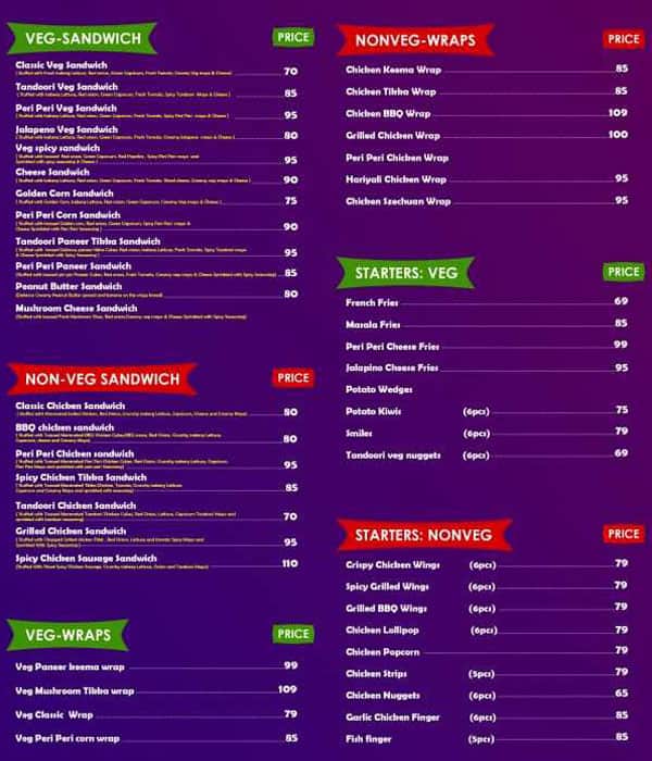Menu of Royal Kings Sandwich, Chromepet, Chennai