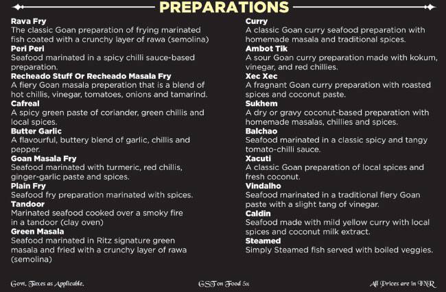 Menu at Ritz Classic Margao, Margao