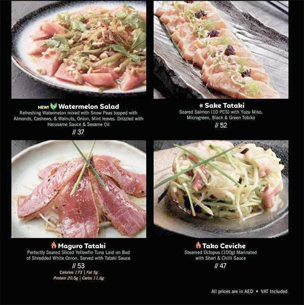 Carta del pub y bar Miyabi Sushi Difc, Dubai, Al Mustaqbal Street