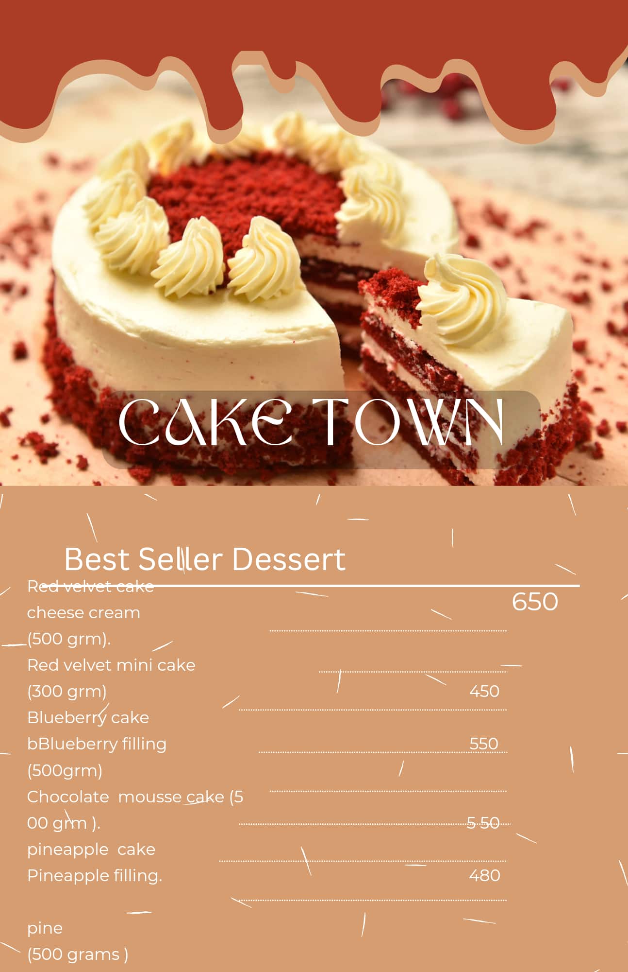 Menu of Cake Town, Punjabi Bagh, New Delhi