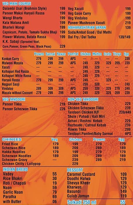 Menu at Konkan Kubera, Mumbai, Shop No. 1-2