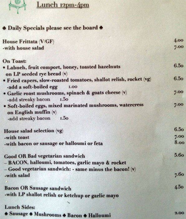 Menu at London Particular restaurant, London