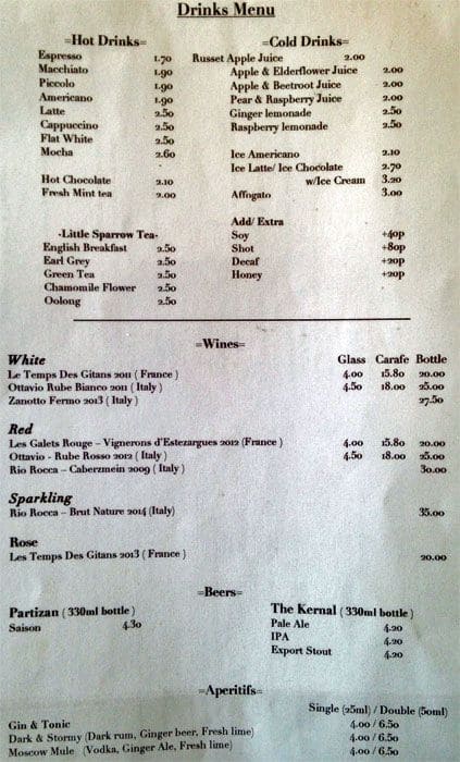 Menu at London Particular restaurant, London