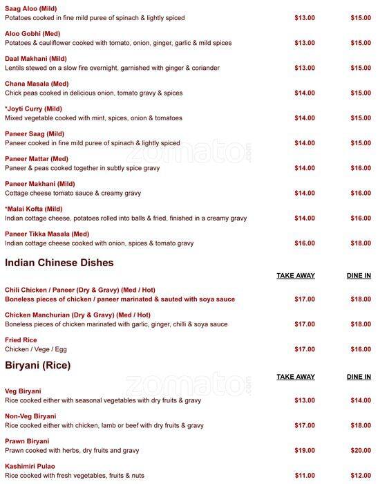 Menu at Curry Leaf Restaurant, Auckland, Shop 7