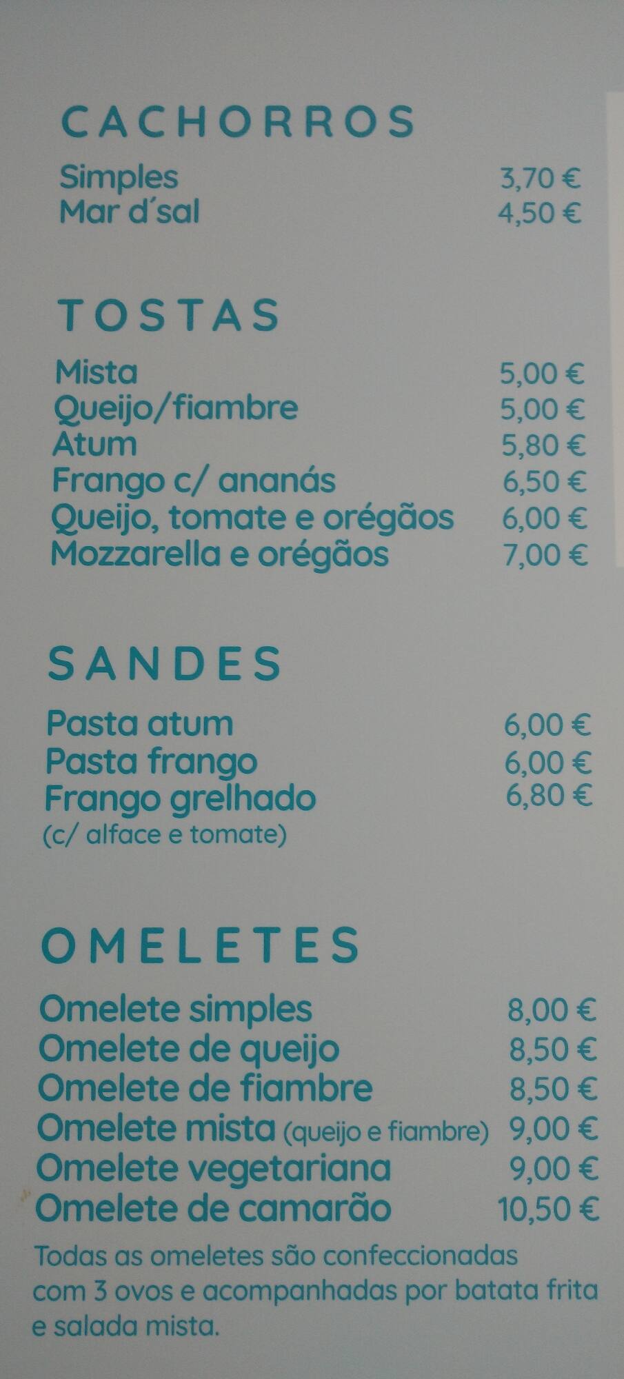 Menu at Mar d'Sal pub & bar, Estoril