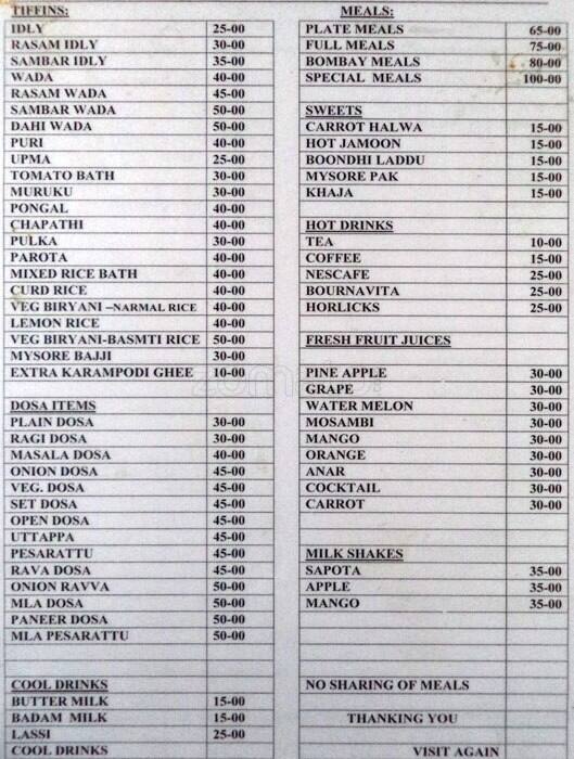 Hotel Padmaja Menu, Menu for Hotel Padmaja, Railway Station Road ...