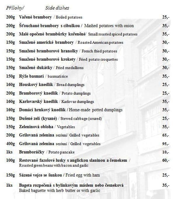 Menu at Mikulovská restaurace a vinárna restaurant, Olomouc