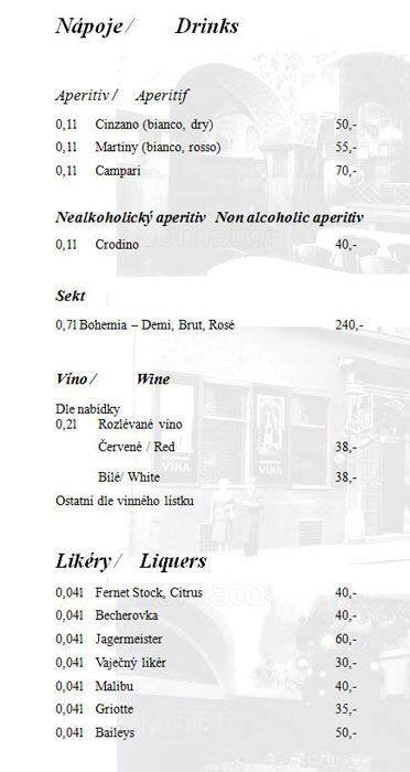 Menu at Mikulovská restaurace a vinárna restaurant, Olomouc