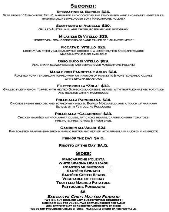 Menu at Stella Alpina pub & bar, Burlingame
