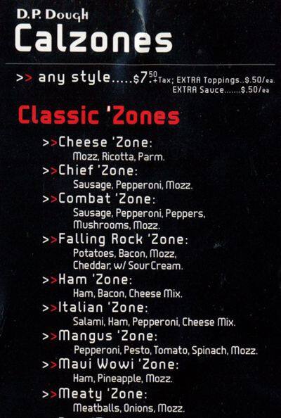D.P. Dough Menu, Menu for D.P. Dough, Boulder, Boulder - Urbanspoon/Zomato