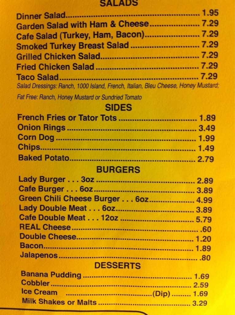 Menu at 82nd Street Cafe, Lubbock, 82nd St