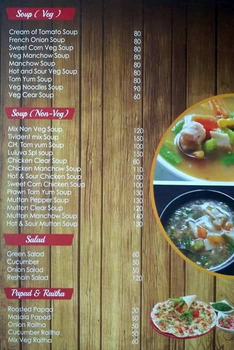 Menu of Luluva, Vandalur, Chennai