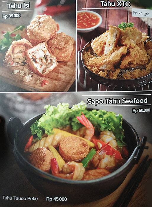 Menu at Cabe Ijo Mahakam restaurant, South Jakarta